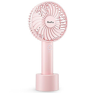 HandFan Handheld Fan Battery Operated, Portable Fan Rechargeable Personal Cooling Mute Fan with 4 Turbo Blades (B-Pink)