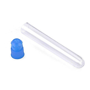 LTKJ 20pcs 12x75mm Clear Borosilicate Glass Test Tubes Rimless Heat-Resistant Glass with Blue Push Caps for Scientific Experiments