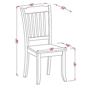 EAST WEST FURNITURE 9PC Square 36/54 inch Table with 18 In Leaf and 8 vertical slatted Chairs