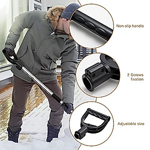 Snow Shovel Handle Replacement, D Grip Spade Shovel Handle 32 30 28mm Adjustable Inner Diameter Snow Shovel Replacement Handle for Digging Raking Gardening Tool