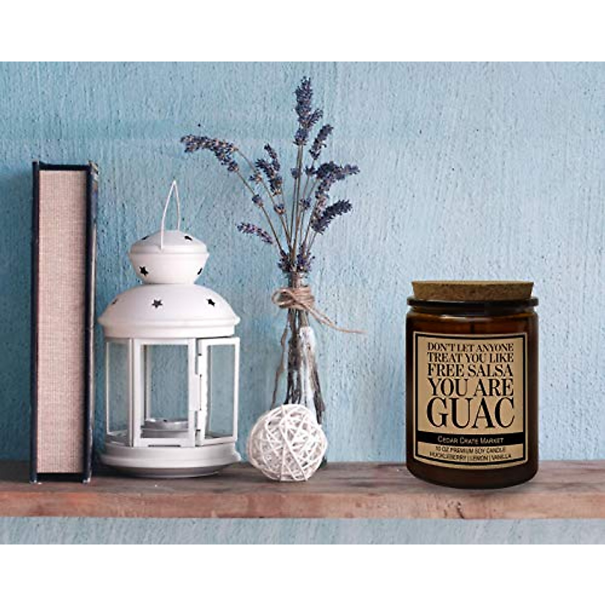 Don't Let Anyone Treat You Like Free Salsa You are Guac, Kraft Label Scented Soy Candle, Huckleberry, Lemon, Vanilla, Glass Jar Candle, Made in The USA, Decorative Candles, Funny and Sassy (Amber)