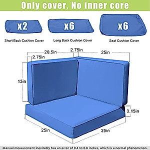 FKSLIFE Patio Cushion Covers Replacement,Outdoor Patio Cushion Covers Replacement Waterproof (25×25×3.15 inches, Blue)
