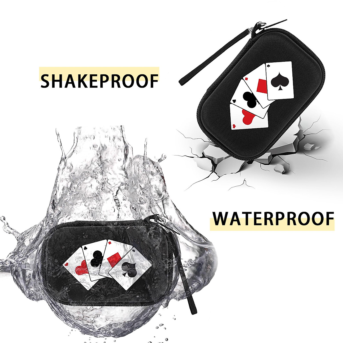 Hard Portability Playing Card Travel Case Compatible with Set Enterprises FiveCrowns card game,Protective Case Organizer.(Notincluding Cards)(black)