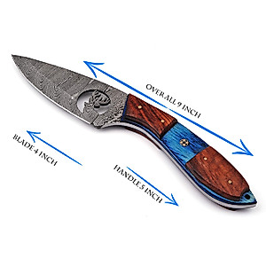TMBrands Damascus Hunting Knife - Handmade Knife, Hand forged Fixed Blade Knife, Camping Knife & gift Knives - Hunting Knives & Bowie Knives with Rose Wood Handle & Knife Sheath