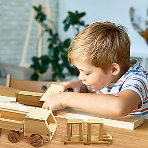 Kraftic Woodworking Building Kit for Kids and Adults, with 6 Educational Arts and Crafts DIY Carpentry Construction Wood Model Kit Toy Projects for Boys and Girls