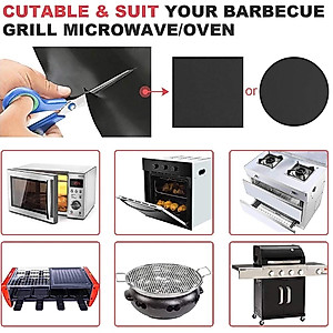 AYZA Oven Liners for Bottom of Gas Oven(Pack of 6), Reusable Non-stick Heat Resistant Baking Mat for Microwave Electric Oven, BBQ Grill Mat Heavy Duty Oven Mats, Easy to Clean (15.7 x 13 inch), Black