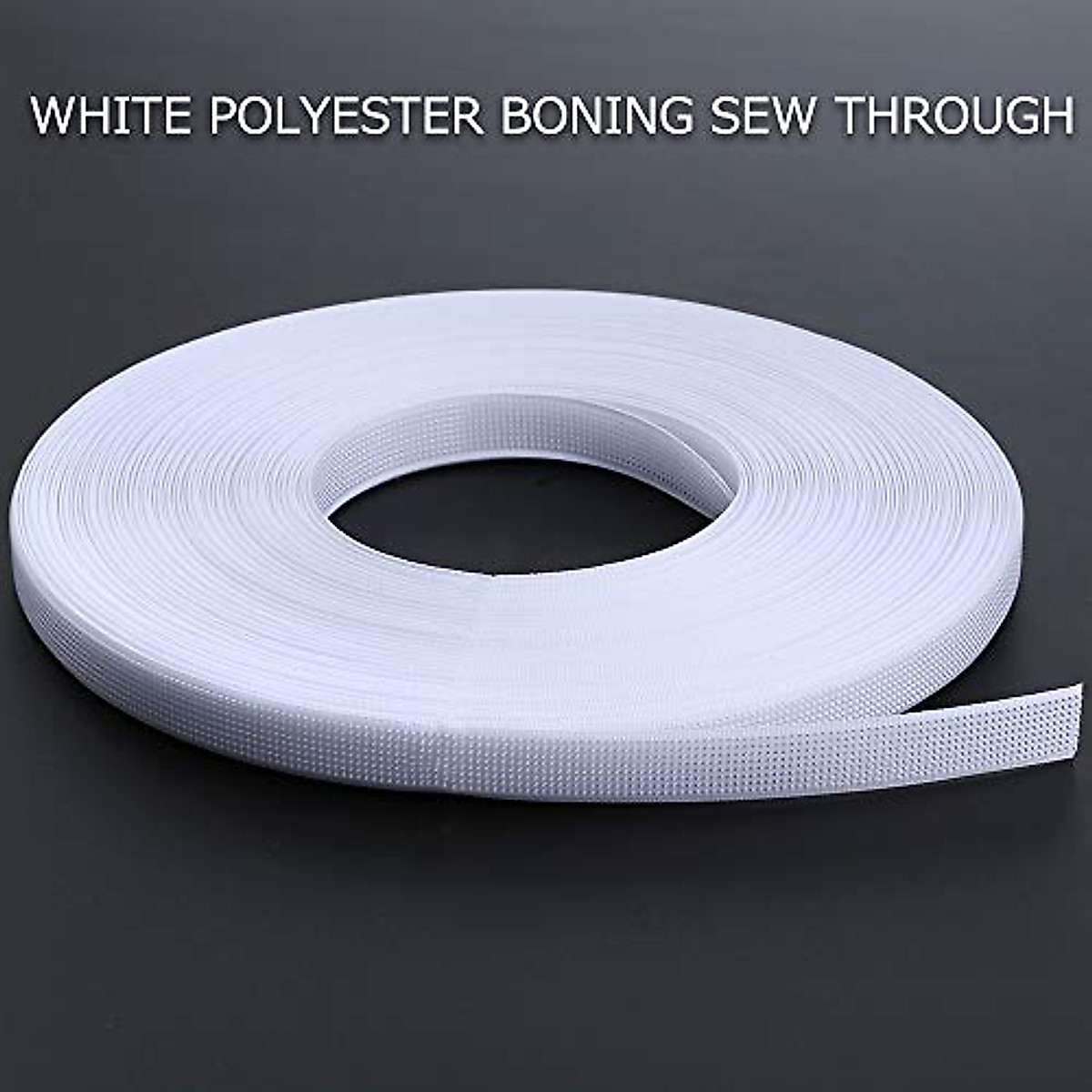 Sntieecr 1/2 Inch x 25 Yard White Polyester Boning for Sewing, Through Low Density Boning for Wedding Dress, Nursing Caps, Corset, Bridal Gowns, Party Gowns, Lingerie, Swimwear, Hats and Handbags