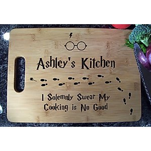 Harry Potter Personalizede Cutting Board 10x14 Eat, I Solemnly Swear My Cooking Is So/No Good. Your Choice (No Good)