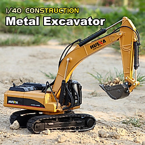 1/40 Scale Metal Excavator Toy, Diecast Construction Equipment Digger Trucks Toys for Boys Kids