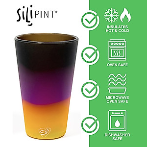 Silipint: Silicone Pint Glass Set - 2 Pack Sun Storm - 16oz Unbreakable Cups, Flexible, Sustainable, Hot/Cold, Dishwasher Safe, Easy Grip