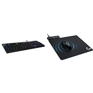 Logitech G815 LIGHTSYNC RGB Mechanical Gaming Keyboard with Low Profile GL Tactile Key Switch + Logitech G Powerplay Wireless Charging System for Gaming Mice
