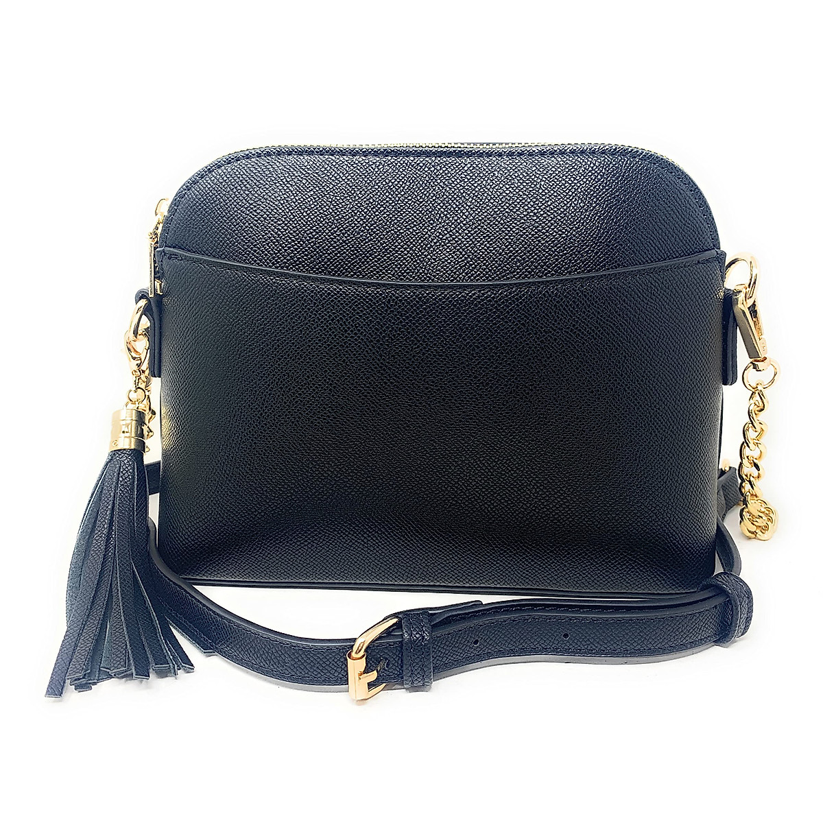 lola mae Dome Satchel Crossbody Bag for Women, Lightweight Multi Pockets Messenger Shoulder Purse Top Zipper (Black)