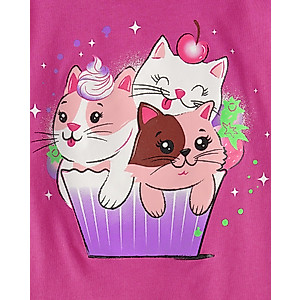 The Children's Place Girls Assorted Everyday Long Sleeve Graphic T-Shirts,Multipacks Cupcake Kitties/Team Dessers 2-Pack X-Small