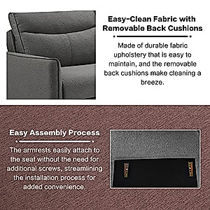 THSUPER 75-Inch Queen Size Convertible Sleeper Sofa Bed, Comfortable Pull-Out Futon Loveseat, Full Love Seat for RV Small Spaces, Hide-A-Bed Fold Out Couch - Grey