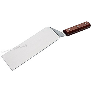 Sunrise Kitchen Supply Stainless Steel Turner Spatula & Meat Fork with Wood Handle (8"x3" Spatula)