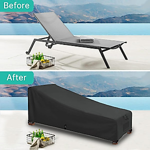 SIRUITON 2 Pack Outdoor Patio Chaise Lounge Covers Heavy Duty with Durable and Water Resistant Fabric,78" L X 27" W X 28" H,Black