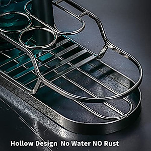 25 OZ Mouthwash Dispenser Bottle with Stainless Steel Toothbrush Holder, Mouthwash Decanter Glass Water Carafe Set for Bathroom,Bedside, Nightstand with Accessories Organizer