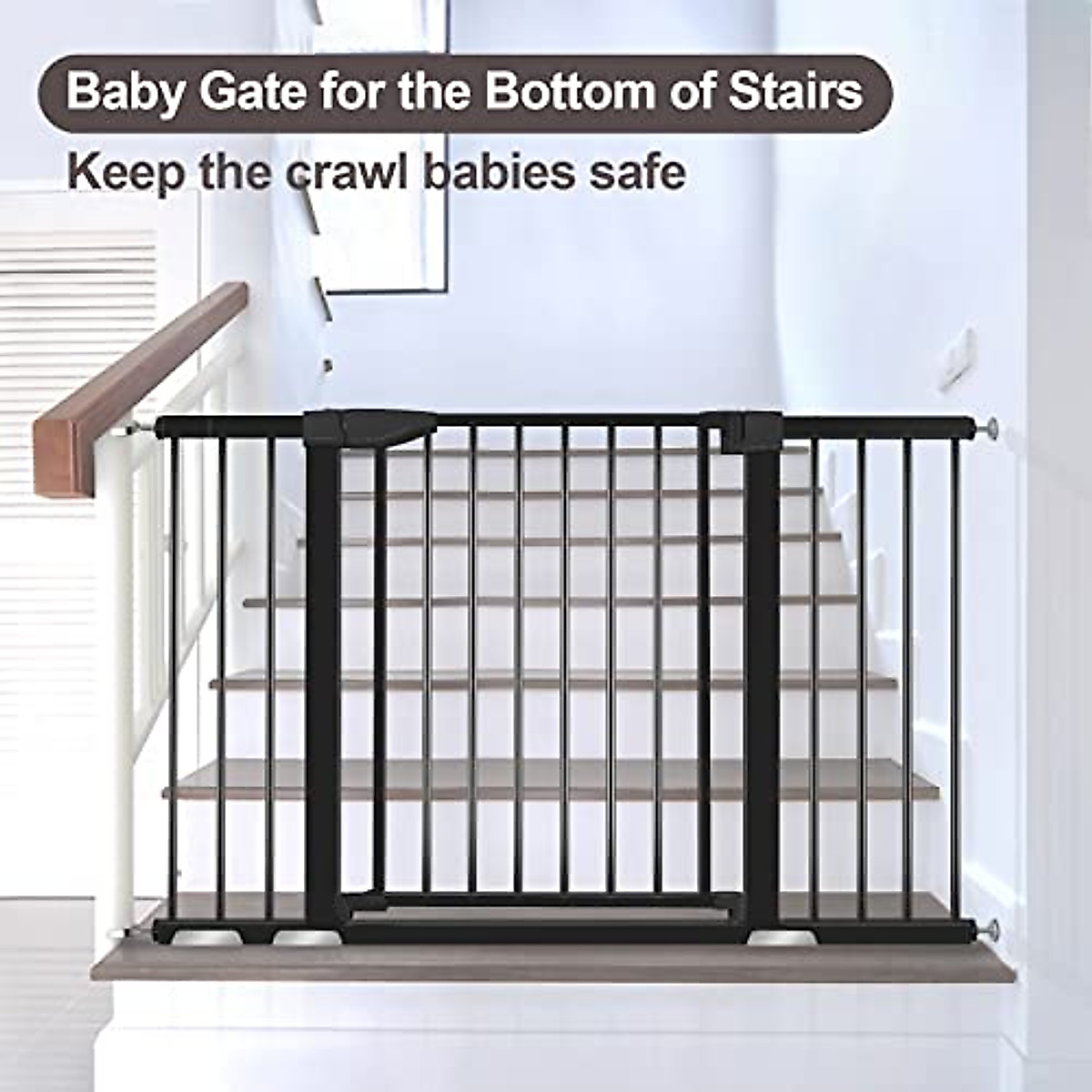 Yacul 29.3"-51.5" Stair Gate Black & Foldable Baby Playpen with Carry Bag, Lightweight Play Pen for Babies and Toddlers Easy to Assemble or Disassemble, 59x47x28 Inches