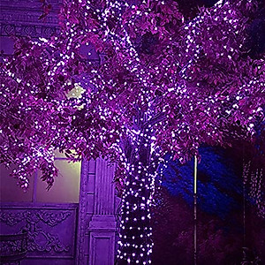 Twinkle Star 33 FT 120 LED Outdoor Solar String Lights, Solar Powered Halloween Decorative Fairy Lights with 8 Modes, Waterproof Black Wire Light Christmas Patio Yard Wedding Party, Purple, 2 Pack