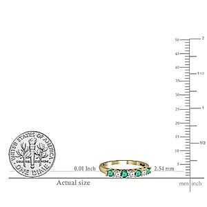 Dazzlingrock Collection 2.5mm Alternate Round Emerald & White Diamond 7 Stone Wedding Band for Women in 14K Yellow Gold, Size 6