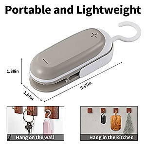 Mini Bag Sealer, 3 Packs Portable Heat Vacuum Sealers, Chip Bag Sealer with Cutter 2 in 1 Heat Sealer Food Sealer Bag Resealer Handheld with Hook for Plastic Bags Food Storage