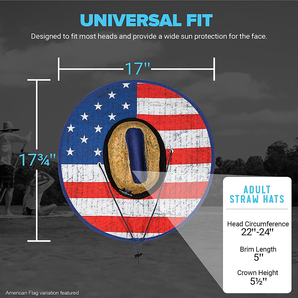 S A Company Summer Straw Hats for UV Sun Protection | Unisex Adult (American Flag Hat 2.0)