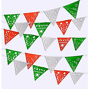 70 ft Long Mexican 42 Flags Pennant Banner. Banderines,Plastic Papel Picado for Fiesta Party Decorations Multicolor, Cinco de Mayo Celebrations