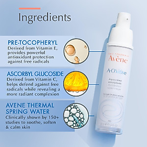 Avene A-Oxitive Antioxidant Water Cream, Vitamin C & E, Hyaluronic Acid, Free Radical Protection, 1 Oz