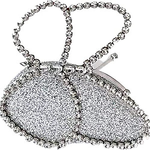 Butterfly Shape Evening Clutch Bag, Rhinestone Diamond Frame Wedding Party Prom Purse Handbag for Women (grey)