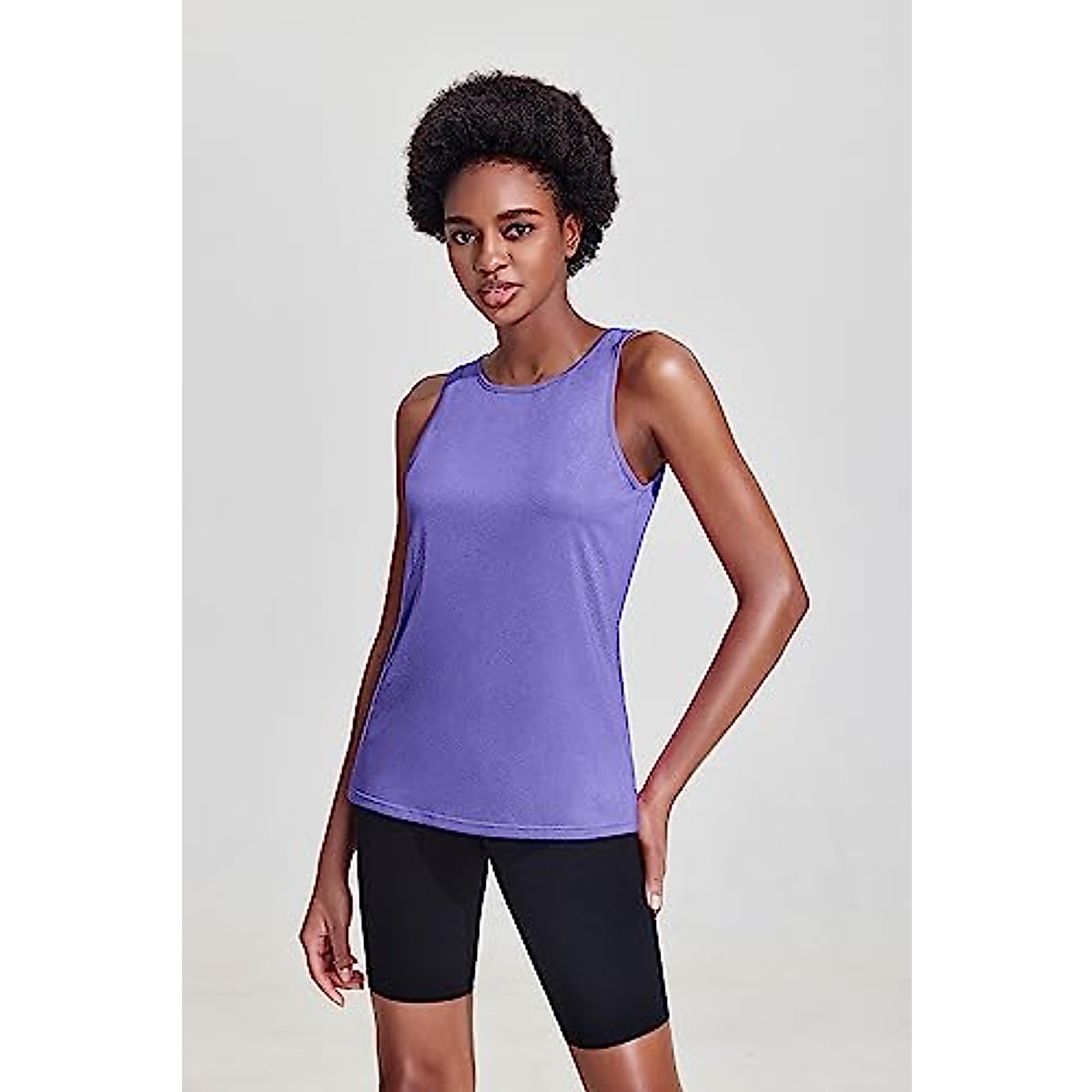 PINSPARK Sleeveless Open Back Tank Top Workout Shirts for Women Muscle Tank Yoga Shirts Purple XL