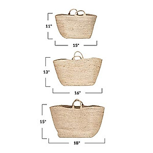 Bloomingville Hand-Woven Jute Handles, Natural, Set of 3 Basket, 3