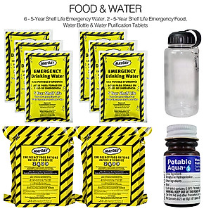 Ready America 72 Hour Deluxe Emergency Kit & Datrex Emergency Water Packet 4.227 oz - 3 Day/72 Hour Supply (18 Packs), White