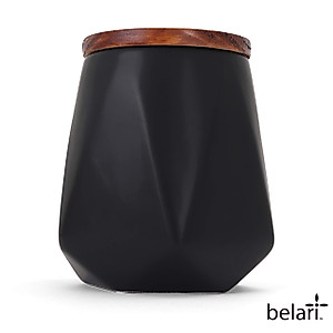 Belari Faceted Storage Canister - Food Storage Container for Kitchen Organization - Ceramic Kitchen Storage Containers - Kitchen Canisters - Kitchen Counter Organizers and Storage (Medium Black)