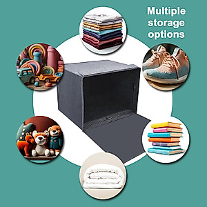 VASICAR 5 Pack Stackable Storage Boxes with Metal Frame & Pull-down Lid, Foldable Storage Cube Bins Shoe Containers Boxes for Bedroom, Pattern