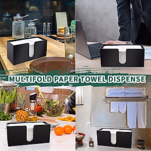 1Pack Paper Towel Holder Countertop, Black Acrylic Napkin Dispenser, Multifold Paper Towel Dispenser for for Z-fold C-fold MultiFold Trifold-Bathroom Toilet Kitchen Restaurant