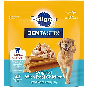 PEDIGREE DENTASTIX Large Dog Dental Treats Original Flavor Dental Bones, 1.72 lb. Pack (32 Treats)