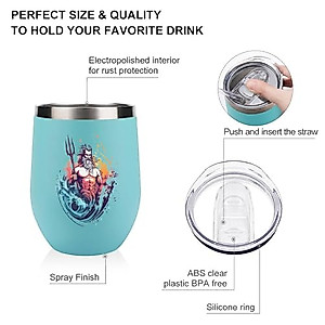 Watercolor Posei-Don Funny Wine Tumbler 12 Oz Stainless Steel Insulated Mug Double Wall Water Cup with Lid