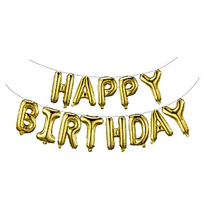 Happy Birthday Banner (3D Gold Lettering) Mylar Foil Letters | Inflatable Party Decor and Event Decorations for Kids and Adults | Reusable, Ecofriendly Fun