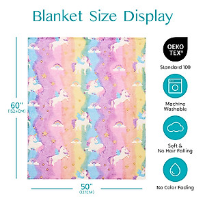 Joiedomi Glow in The Dark Blanket - Unicorns Gifts for Girls Age 2 3 4 5 6 7 8 9 10 11 12 Year Old - Soft Cozy Flannel Kids Throw Blanket - Birthday Bedroom Decor 50"×60"