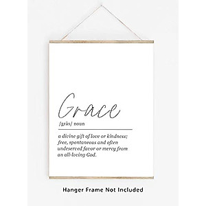 GRACE Definition Wall Art - 11x14 UNFRAMED Print - Black and White Minimalist, Dictionary-Style Quote Typography Decor. A Great Inspirational, Spiritual Gift