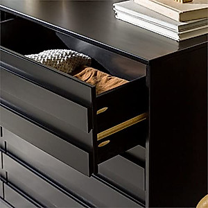 Pemberly Row Modern Grooved Panel 6-Drawer Wood Bedroom Dresser in Black