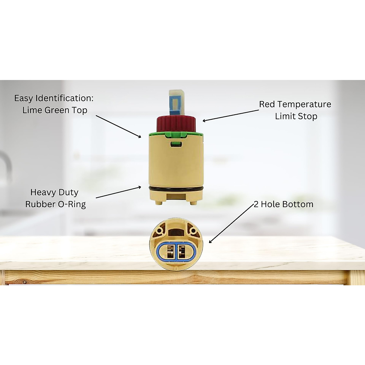 HK-40 (JH01GJ) Faucet Cartridge Replacement 40mm Diameter Shower Cartridge, Yellow, Red, Green