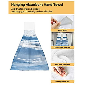 Kitchen Towels with Hanging Loop & Hook Abstract Blue and Gray Texture Soft Absorbent Dish Cloth Bath Hand Tie Towels for Hotel Home Set of 1