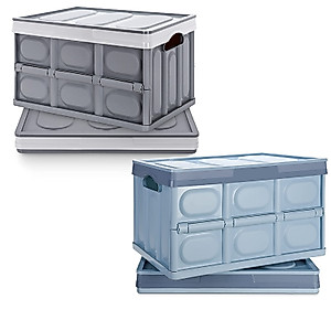 Homde Collapsible Storage Bins Bundle: 2 Gray Storage Boxes and 2 Blue Storage Boxes (Large)