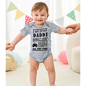 UNICOMIDEA Unisex Baby Clothes I Am Proof Daddy Doesn't Play Video Games All The TIME Infant Bodysuit Classic Baby Girls Rompers Member Baby Boy Bodysuit