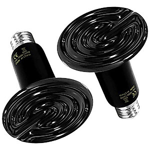Simple Deluxe 150W Reptile Heat Lamp Bulb Ceramic Heat Emitter No Light Emitting Brooder Coop Heater for Amphibian Pet & Incubating Chicken, 2 Pack Black