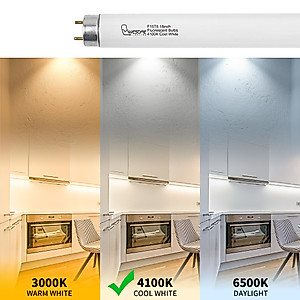 Wesome Lighting 18 Inch F15T8/CW Fluorescent Light Bulbs, Cool White 4100K, T8 15 Watts Fluorescent Bulb Replacement Tube for Counter and Cabinet Fixture, G13 Base - 4 Pack