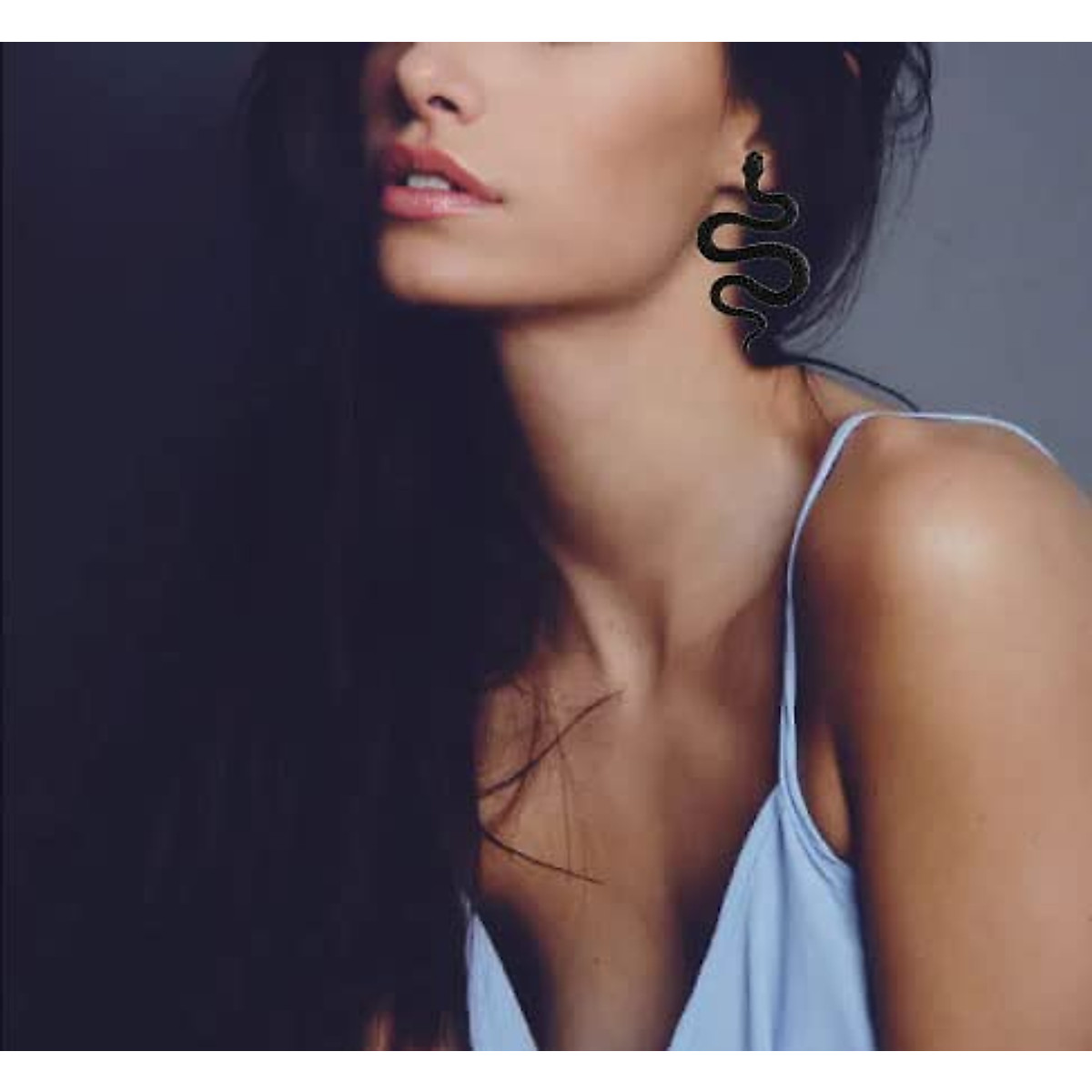 Halloween Eygption Snake Earrings Vintage Long Serpent Dangle Earrings Snake Animal Thanksgiving Jewelry Gift (D：black)