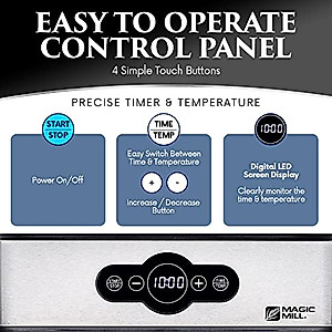 Magic Mill Food Dehydrator Machine | 5 Stackable Stainless Steel Trays Jerky Dryer with Digital Adjustable Timer and Temperature Control - Electric Food Preserver Machine with Powerful Drying Capacity for Fruits, Veggies, Meats & Dog Treats (5 Stainless S