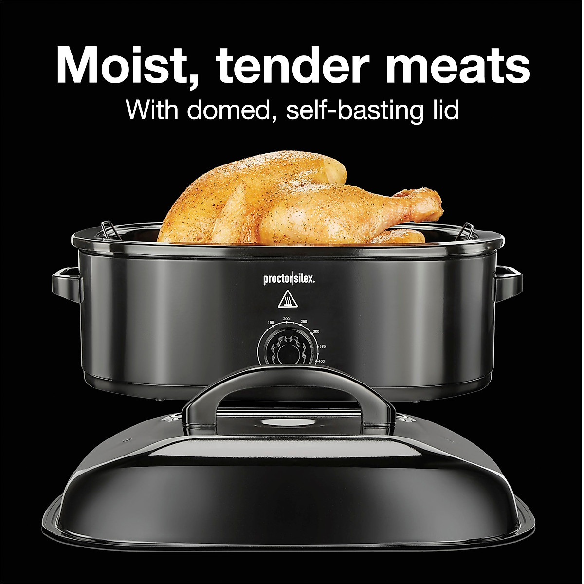 Proctor Silex 24-Pound Electric Roaster Oven with Variable Temperature Control, Self-Basting Lid & Removable Pan, 18 Quart, Black (32211)
